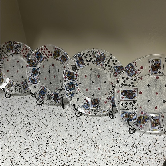 Accents | Playing Card Design Glass Plates Set | Poshmark